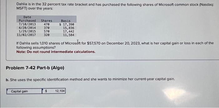 Solved Dahlia is in the 32 percent tax rate bracket and has | Chegg.com