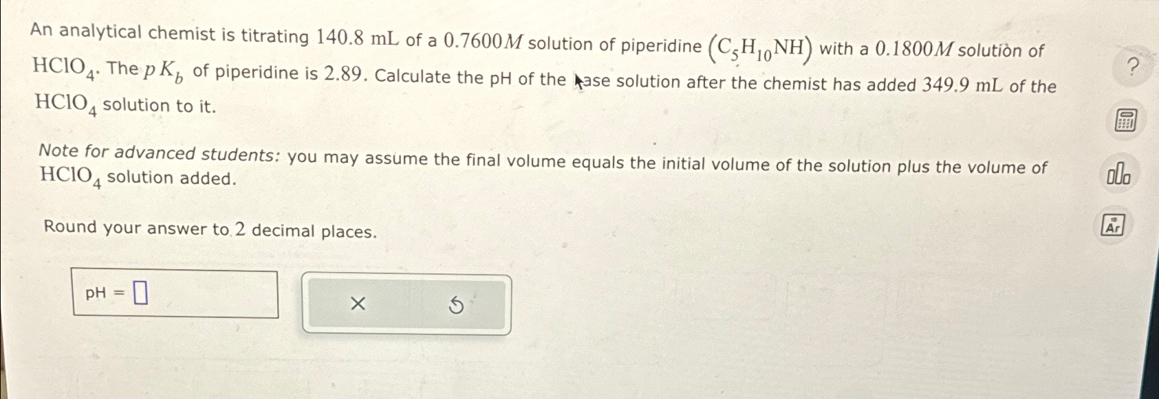 Solved An analytical chemist is titrating 140.8mL ﻿of a | Chegg.com