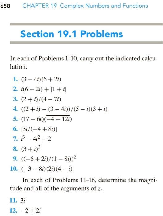 Solved 658 CHAPTER 19 Complex Numbers and Functions Section | Chegg.com