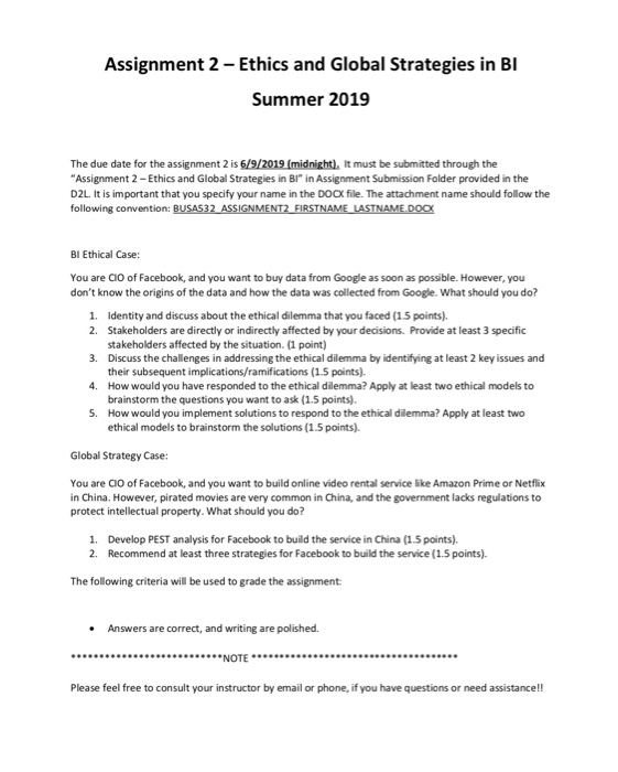 Solved Assignment 2 Ethics And Global Strategies In Bi 5336