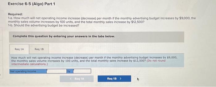 Solved Exercise 6-5 (Algo) Changes in Variable Costs, Fixed | Chegg.com