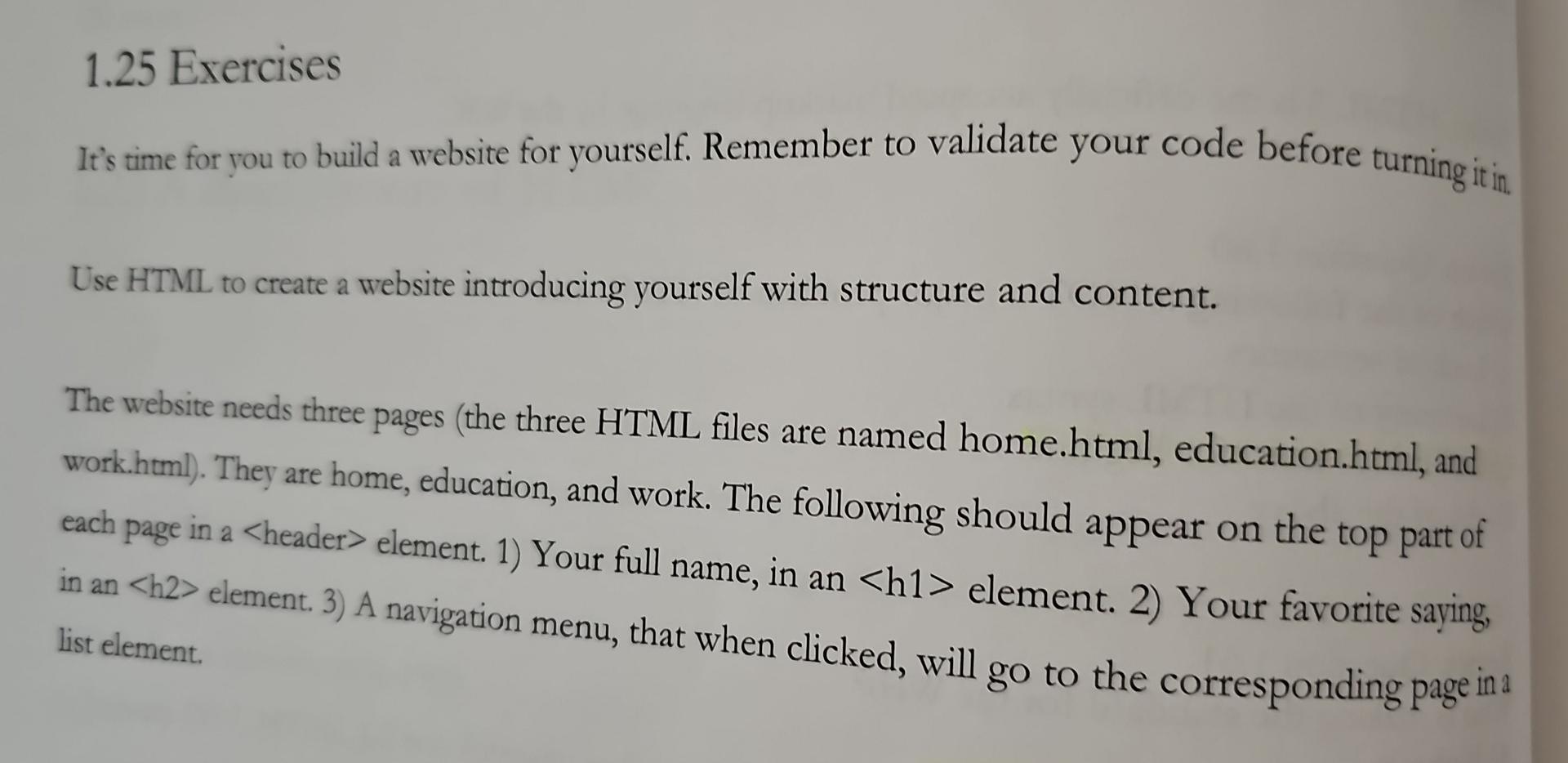 In The Chapter 1 Exercise You Created A Website That