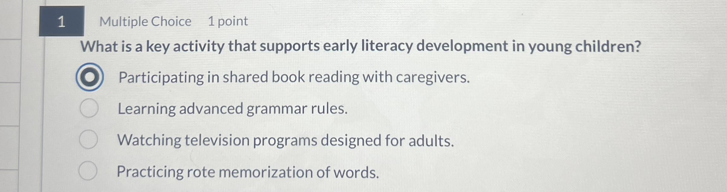 Solved 1Multiple Choice1 ﻿pointWhat is a key activity that | Chegg.com