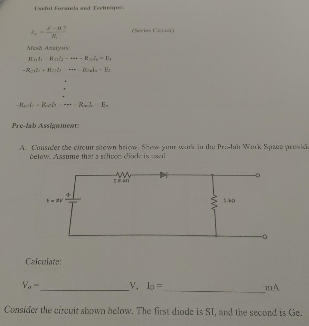 Solved Diode circuit Analysis: Series, Parallel, multiple | Chegg.com