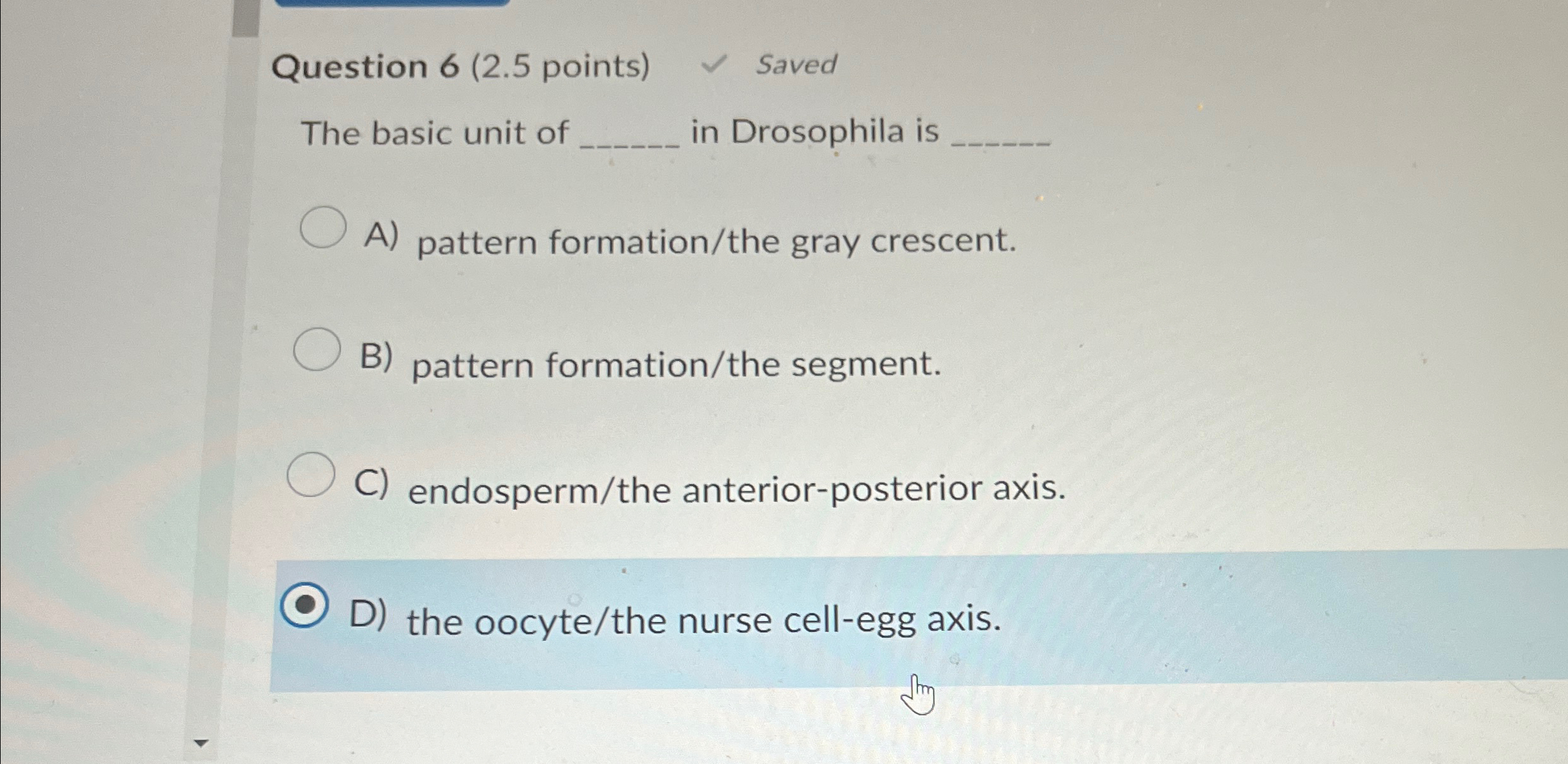 Solved Question 6 ( 2.5 ﻿points) ﻿SavedThe basic unit of | Chegg.com