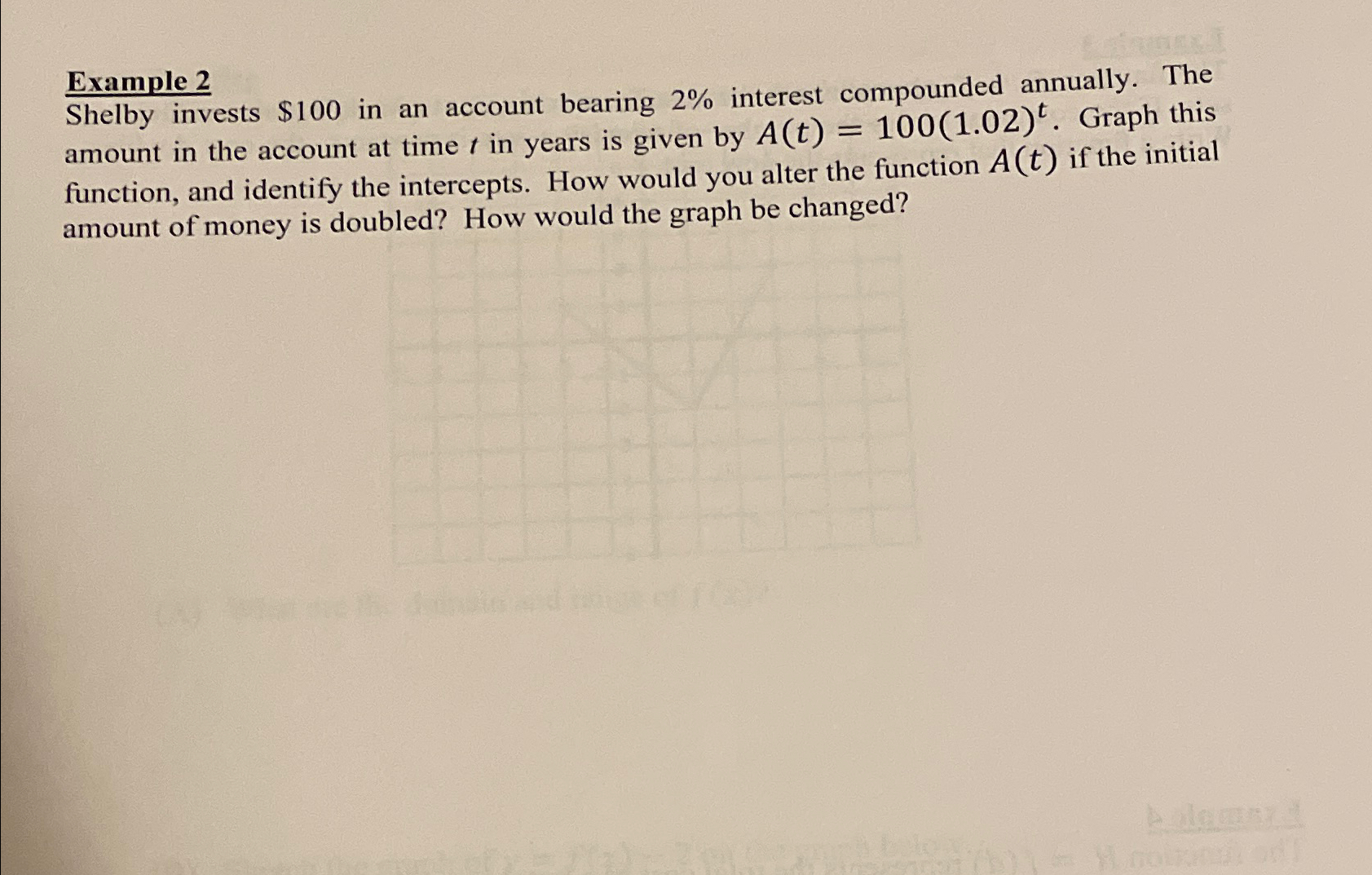 Solved Example 2\\nShelby invests $100 in an account bearing | Chegg.com