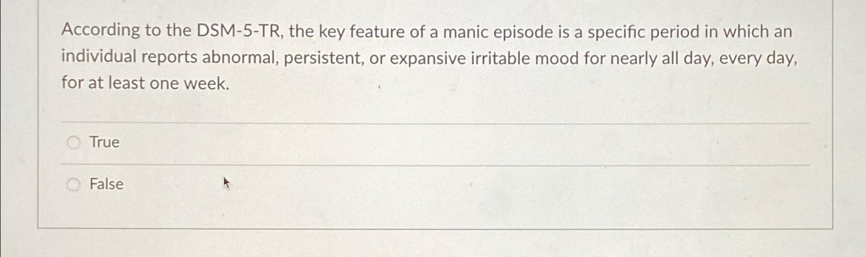 Solved According to the DSM-5-TR, ﻿the key feature of a | Chegg.com