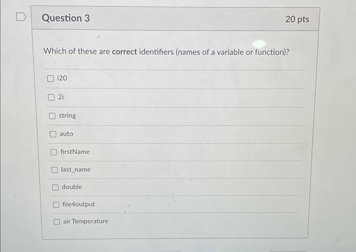 Solved Question 3 20 pts Which of these are correct | Chegg.com