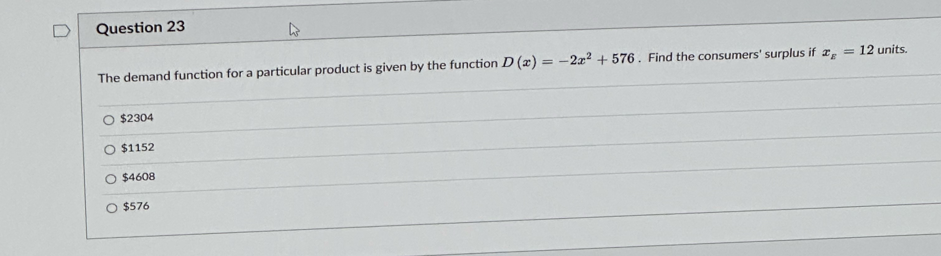 Solved Question 23The demand function for a particular | Chegg.com