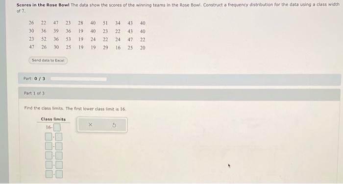 Solved Find the caass limits. The first lower class limit is | Chegg.com