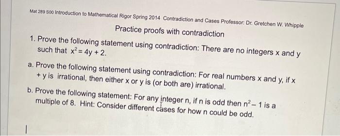 Solved Mat 289 Soo Introduction to Mathematical Rigor Spring | Chegg.com