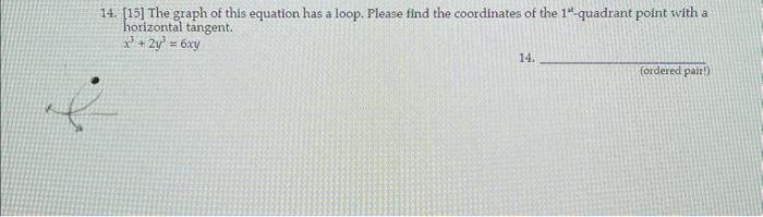 Solved 14. [15] The graph of this equation has a loop. | Chegg.com