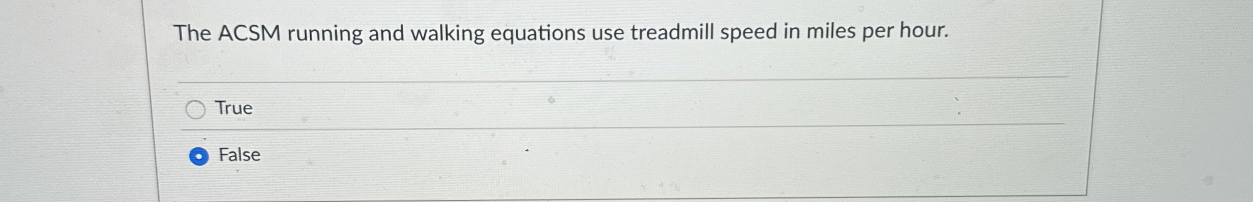Solved The ACSM running and walking equations use treadmill | Chegg.com