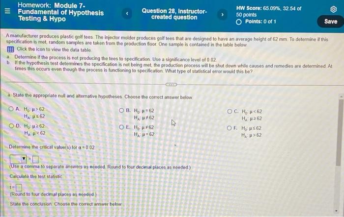 Solved Homework: Module 7- Fundamental of Hypothesis Testing | Chegg.com