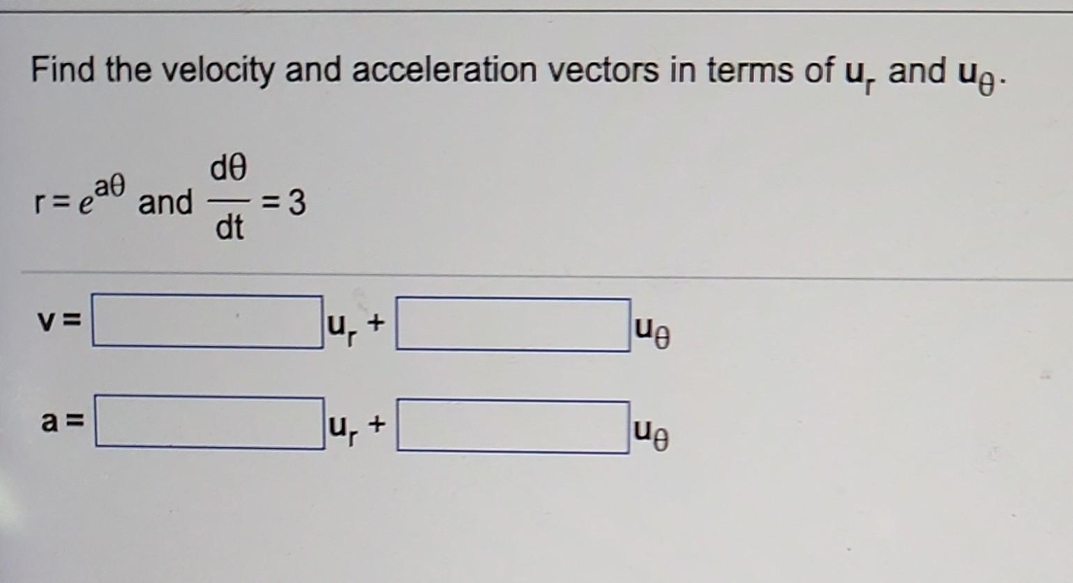 Solved Find the velocity and acceleration vectors in terms | Chegg.com