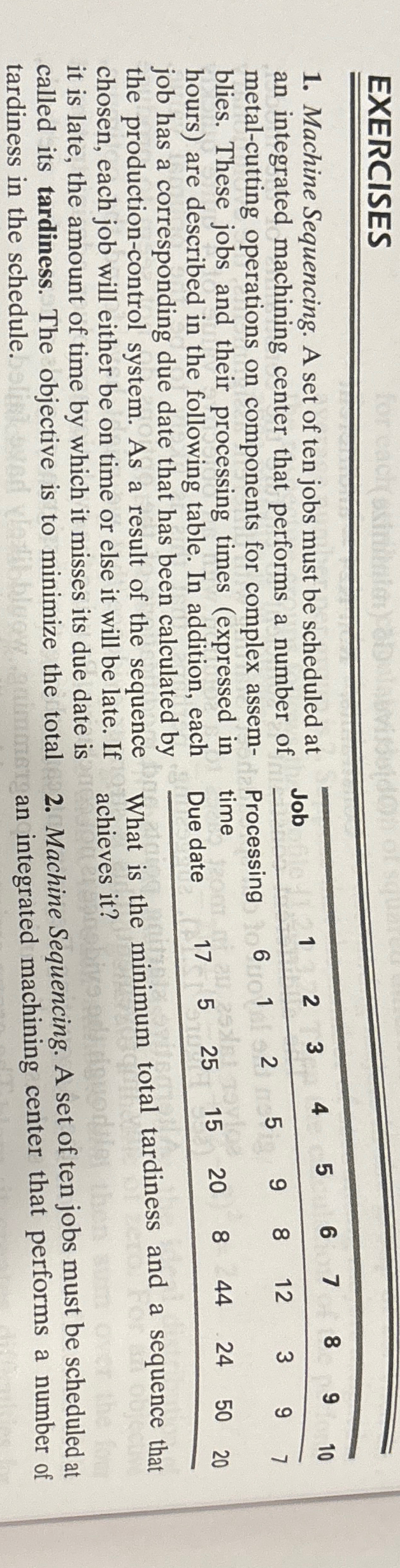 Solved EXERCISESMachine Sequencing. A set of ten jobs must | Chegg.com