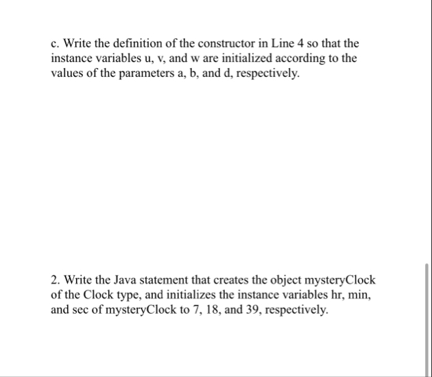 Solved Write the definition of the constructor | Chegg.com