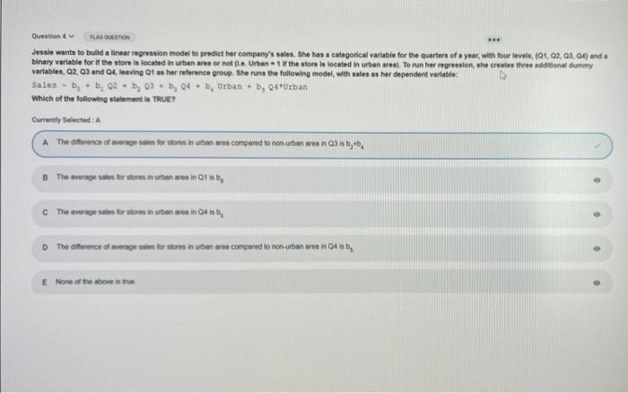 Solved . Question 4 FLUSION Jessie wants to build a linear | Chegg.com