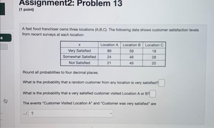 Solved Assignment2: Problem 13 (1 point) A fast food | Chegg.com