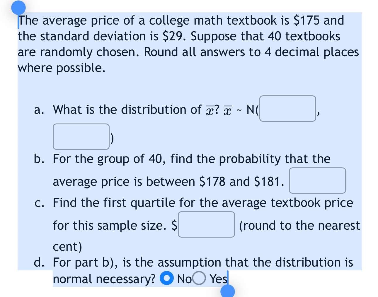 Solved The average price of a college math textbook is $175 | Chegg.com