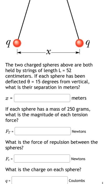 Solved The two charged spheres above are both held by | Chegg.com