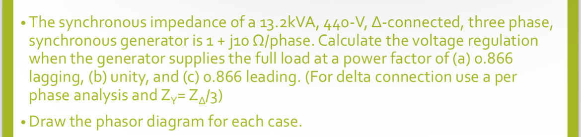 -The synchronous impedance of a 13.2kVA, | Chegg.com