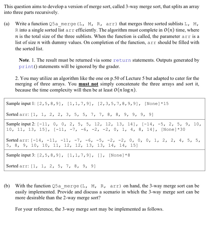 Solved This Question Aims To Develop A Version Of Merge