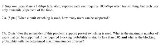Solved 7. Suppose users share a 1-Gbps link. Also, suppose | Chegg.com Solved 7. Suppose users share a 1-Gbps link. Also, suppose | Chegg.com