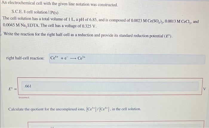 Solved An electrochemical cell with the given line notation | Chegg.com