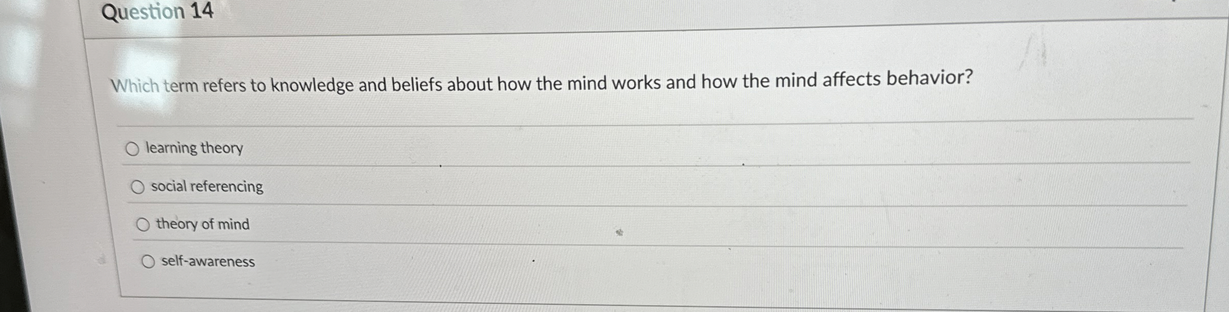 Solved Question 14Which term refers to knowledge and beliefs | Chegg.com