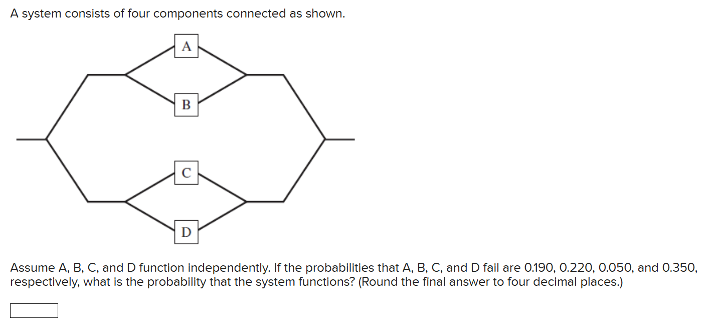 Solved A system consists of ﻿four components connected as | Chegg.com