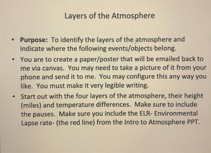 Solved Layers of the Atmosphere . Purpose: To identify the | Chegg.com