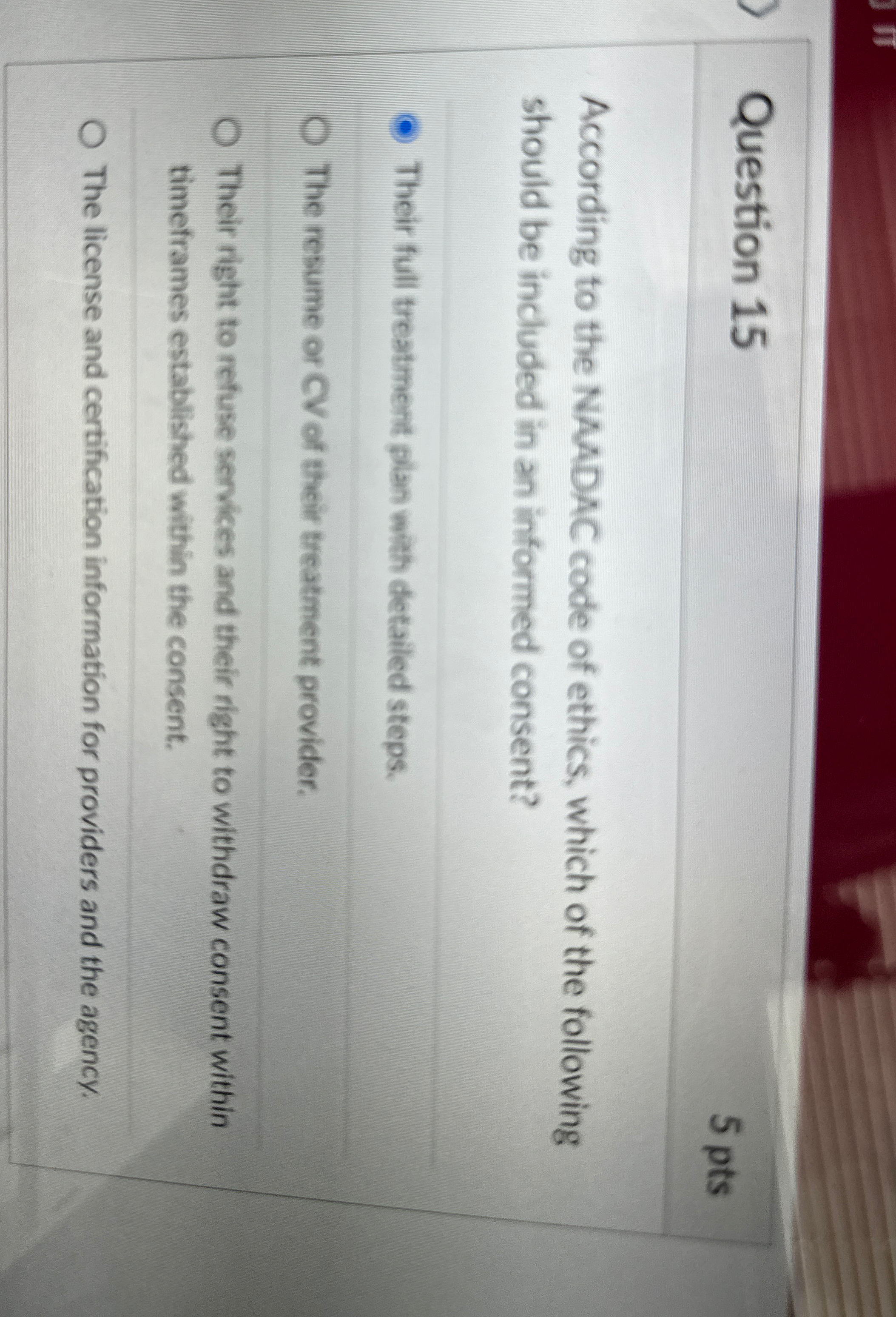 Solved Question 155 ﻿ptsAccording to the NAADAC code of | Chegg.com