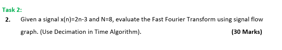 Solved Task 2:Given a signal x(n)=2n-3 ﻿and N=8, ﻿evaluate | Chegg.com