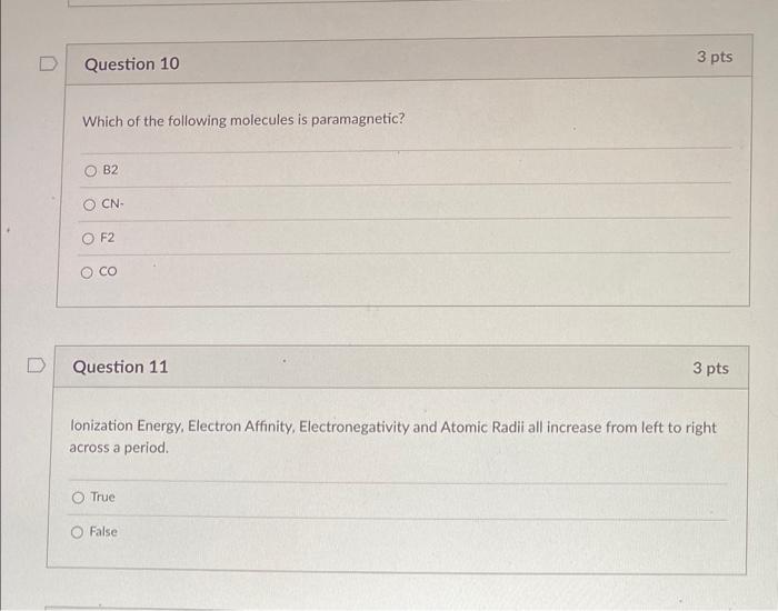 Solved Which of the following molecules is paramagnetic? B2 | Chegg.com