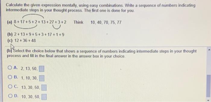 Solved Calculate the given expression mentally, using easy | Chegg.com