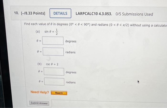 Solved Find each value of θ in degrees (0∘
