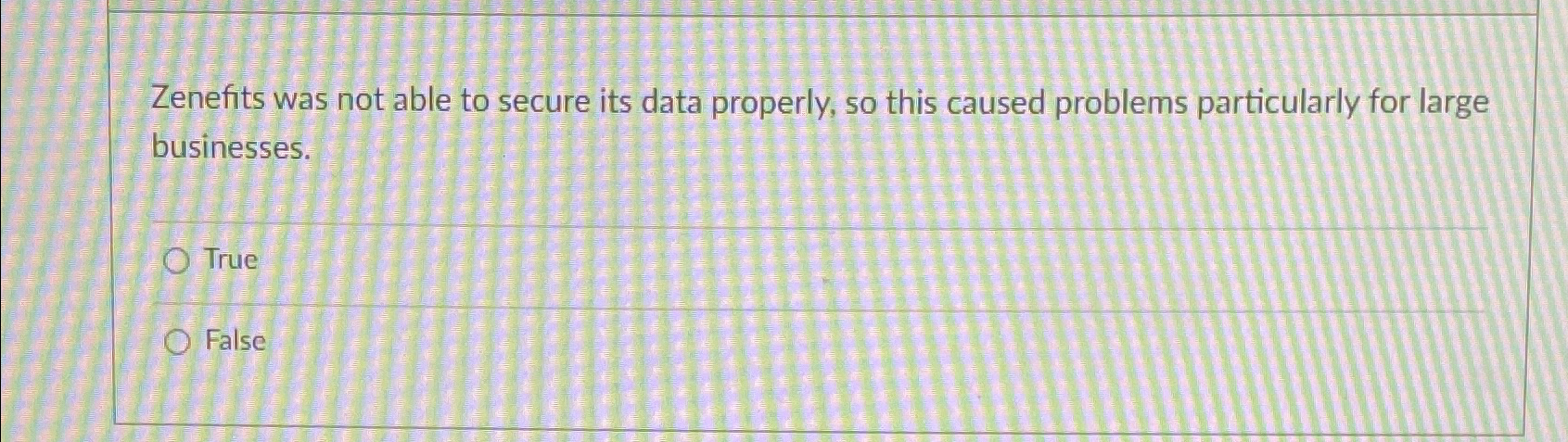 Zenefits was not able to secure its data properly, so | Chegg.com
