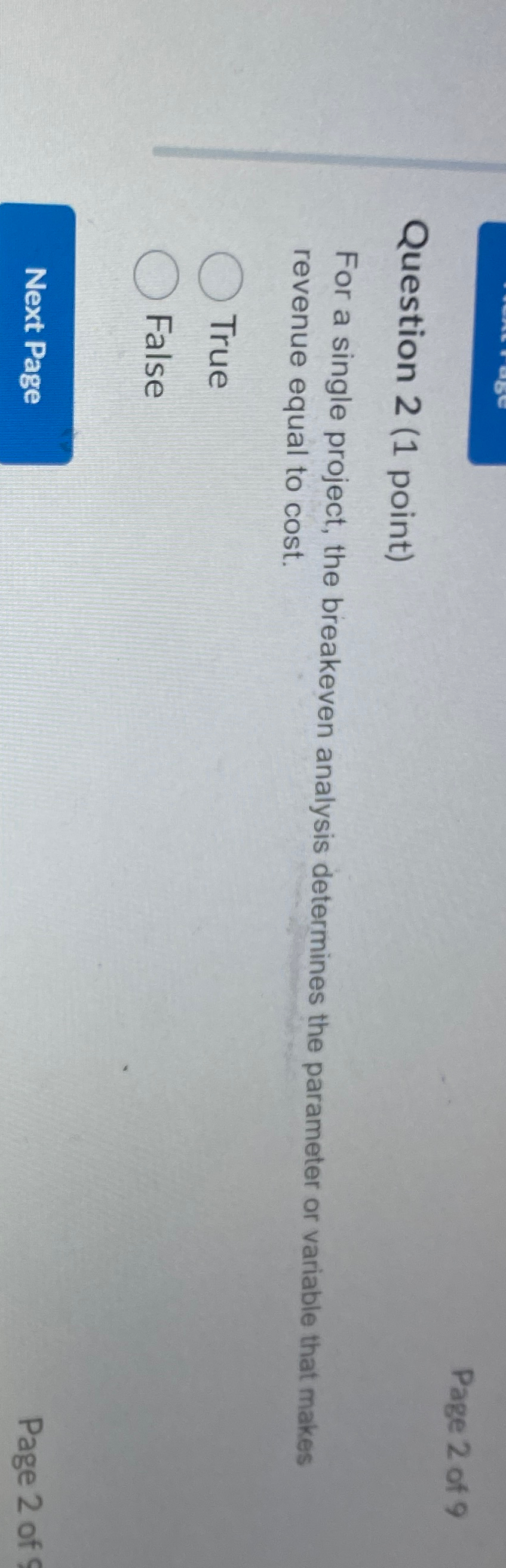 Solved Page 2 ﻿of 9Question 2 (1 ﻿point)For a single | Chegg.com