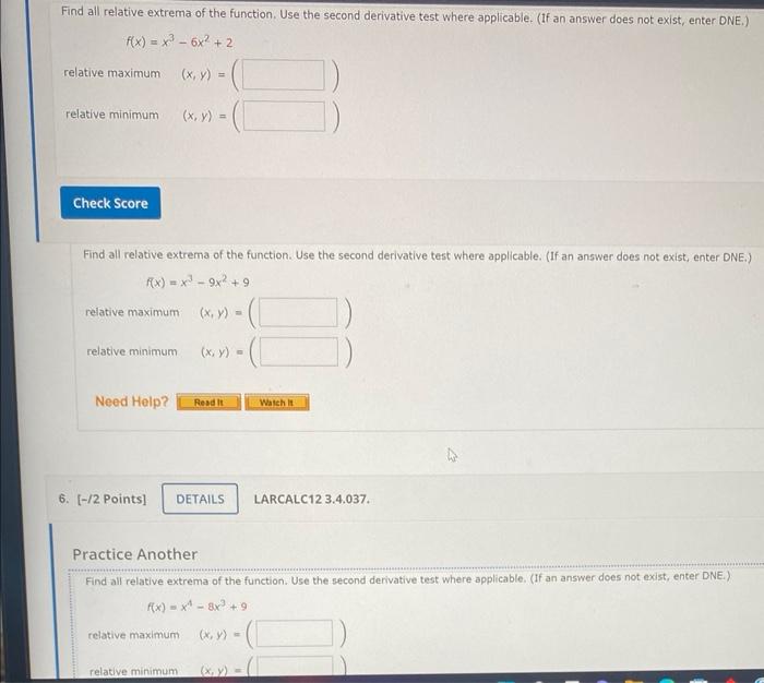 Solved Find all relative extrema of the function. Use the | Chegg.com