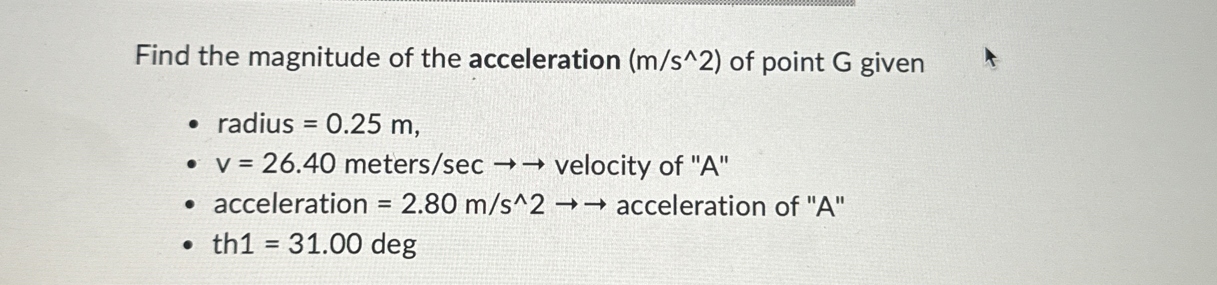 Solved Find the magnitude of the acceleration ) ﻿of point G | Chegg.com