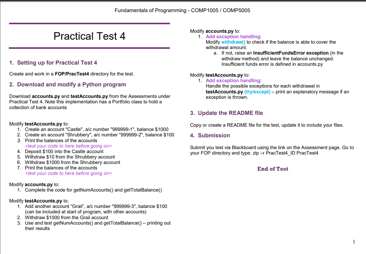 Solved Fundamentals of Programming - ﻿COMP1005 / | Chegg.com