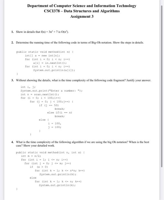 Solved Department of Computer Science and Information | Chegg.com
