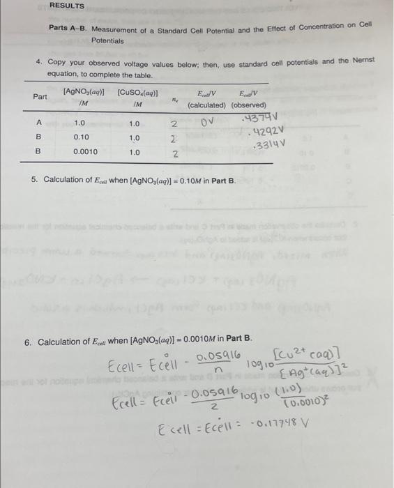Solved Parts A-B. Measurement of a Standard Coll Potential | Chegg.com