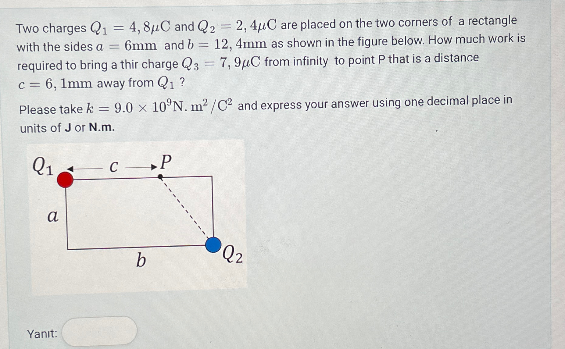 Solved Two charges Q1=4,8μC ﻿and Q2=2,4μC ﻿are placed on the | Chegg.com