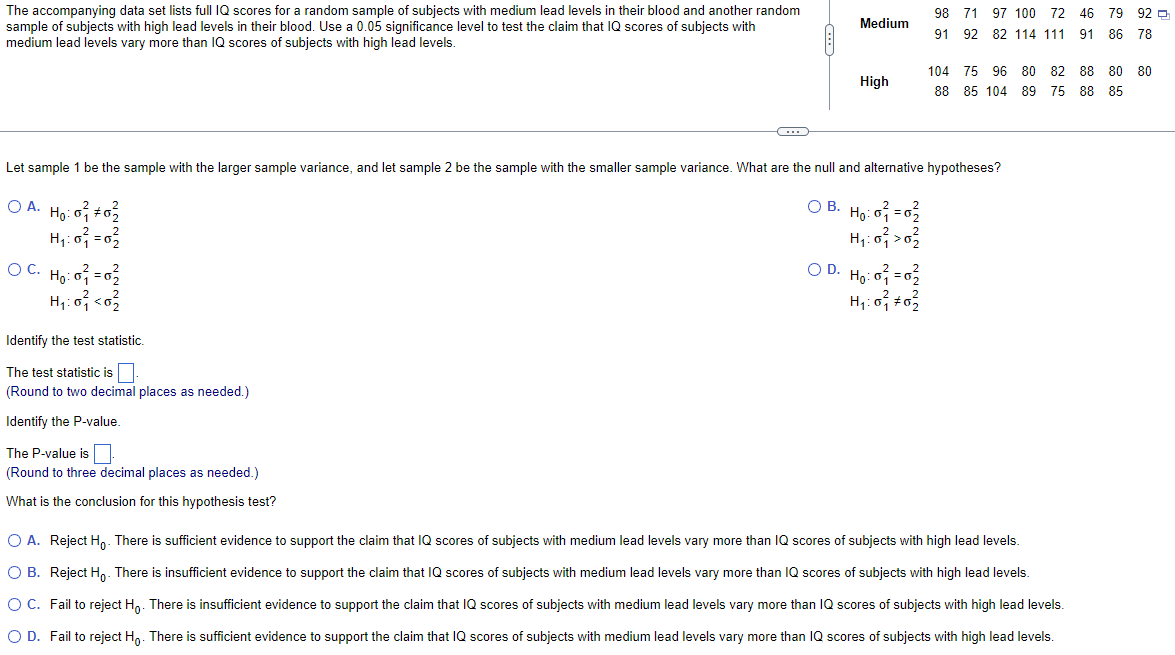 Solved Let sample 1 ﻿be the sample with the larger sample | Chegg.com