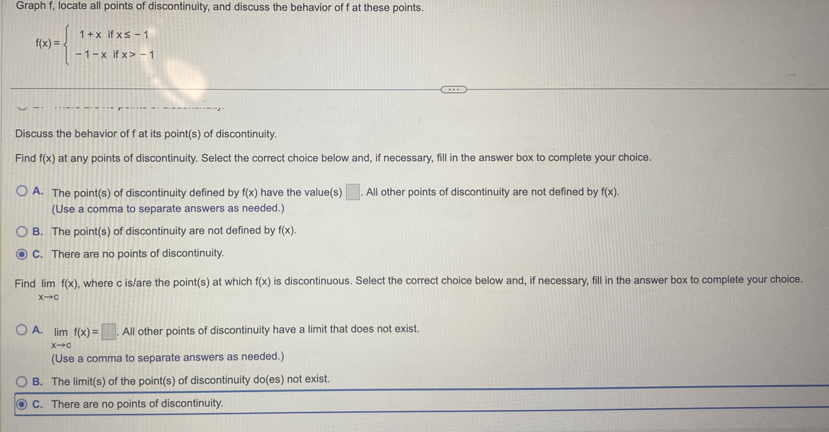 Solved Graph f, ﻿locate all points of discontinuity, and | Chegg.com