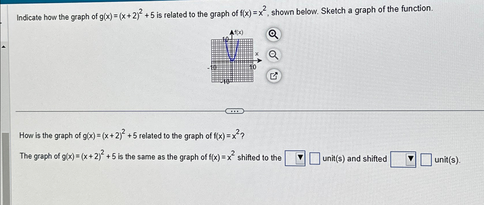 Solved Indicate how the graph of g(x)=(x+2)2+5 ﻿is related | Chegg.com