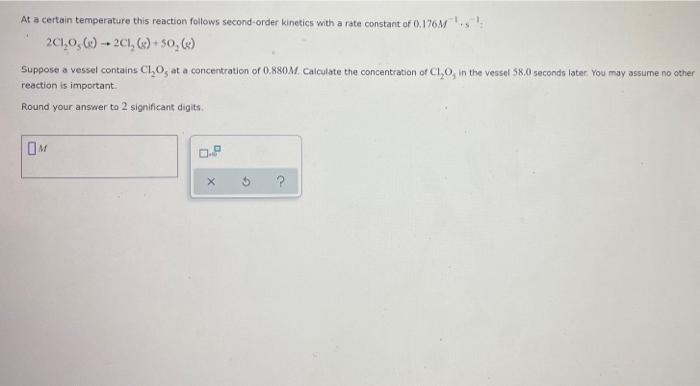Solved At a certain temperature this reaction follows | Chegg.com
