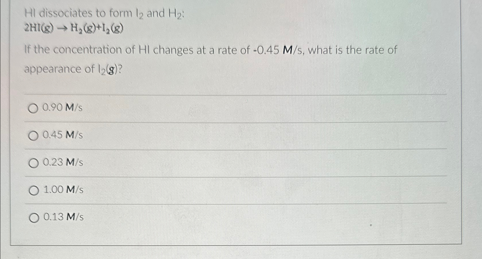 Solved HI ﻿dissociates to form I2 ﻿and H2 | Chegg.com